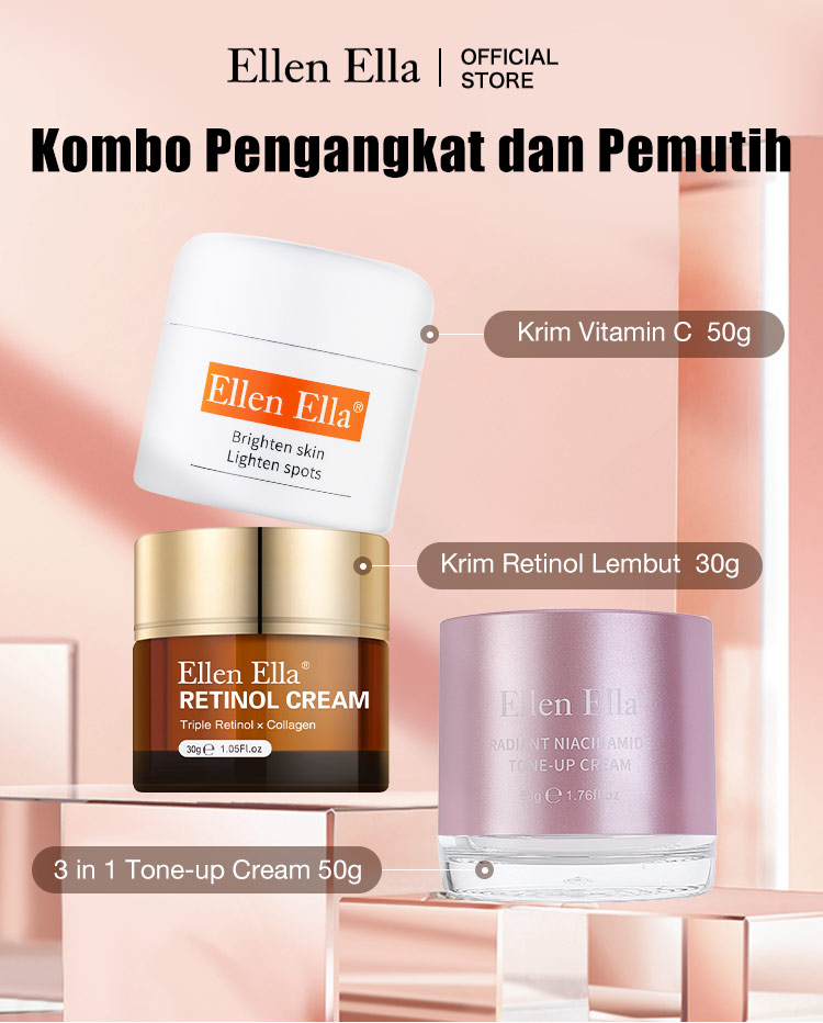 ELLEN ELLA GlowCycle Cream Combo - Krim Vit C untuk Meningkatkan Kecerahan di Pagi Hari, Krim 3 ...