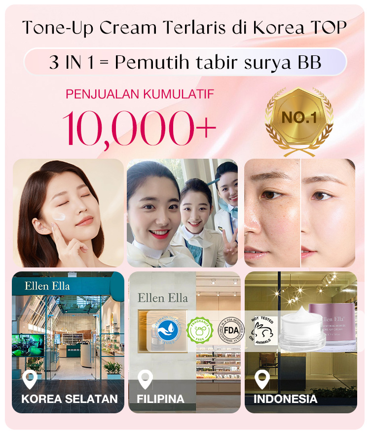 ELLEN ELLA 3-in-1 Tone Up Cream-Ciptakan kulit bercahaya sempurna - dapat digunakan di seluruh ...