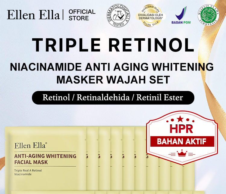 ELLEN ELLA Triple Retinol Niacinamide Anti Aging Whitening Masker Wajah ...